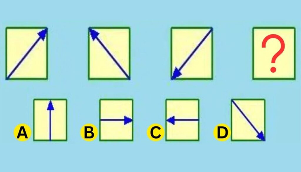 Test IQ exclusiv pentru genii | Care săgeată completează seria: A, B, C ...